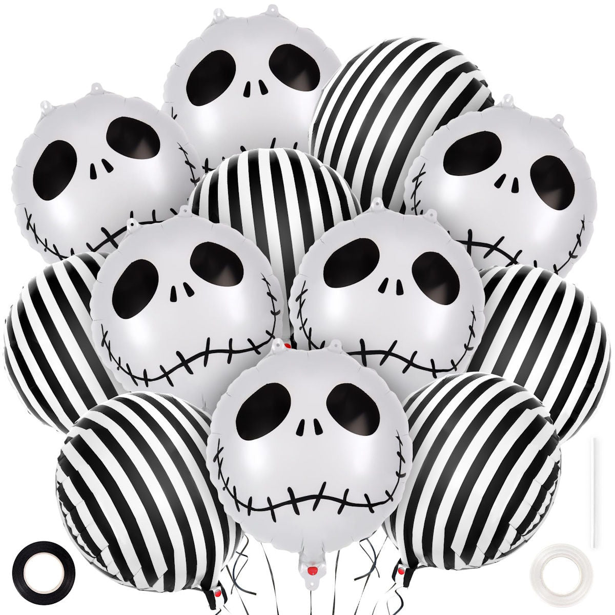 12PCS 20'' Balloon Bouquet for Halloween Skeleton Skull Foil Balloon S ...