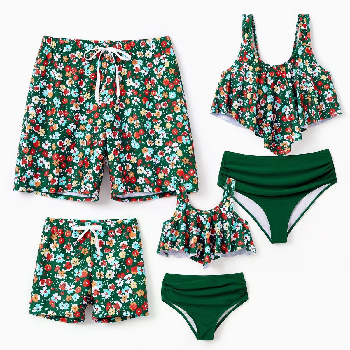 Matching Family Swimsuits Floral Tropical Flower Two Pieces Swimsuits ...