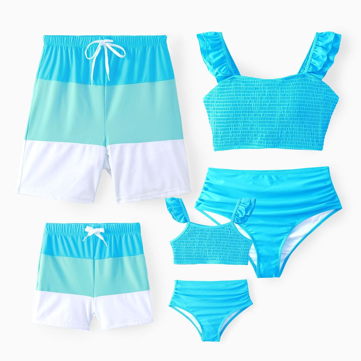 Matching Family Swimsuits Shirred Ruffle Strap Two Piece Swimsuits Swi ...