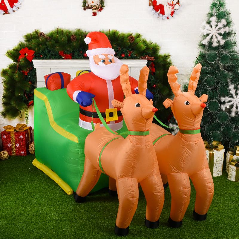 4.3ft Christmas Yard Inflatables Santa Claus Riding Sleigh Xmas ...