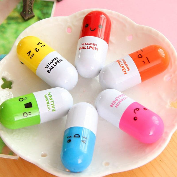 Vitamin Pill Ballpoint Pens Capsule Pens Emoticons - ChildAngle