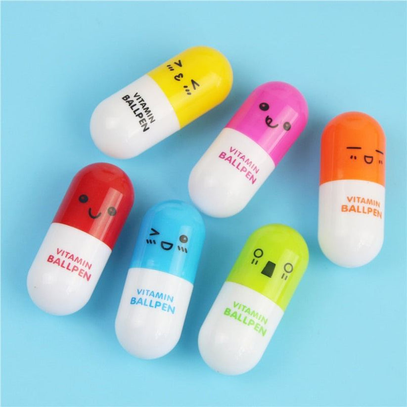 Vitamin Pill Ballpoint Pens Capsule Pens Emoticons – ChildAngle